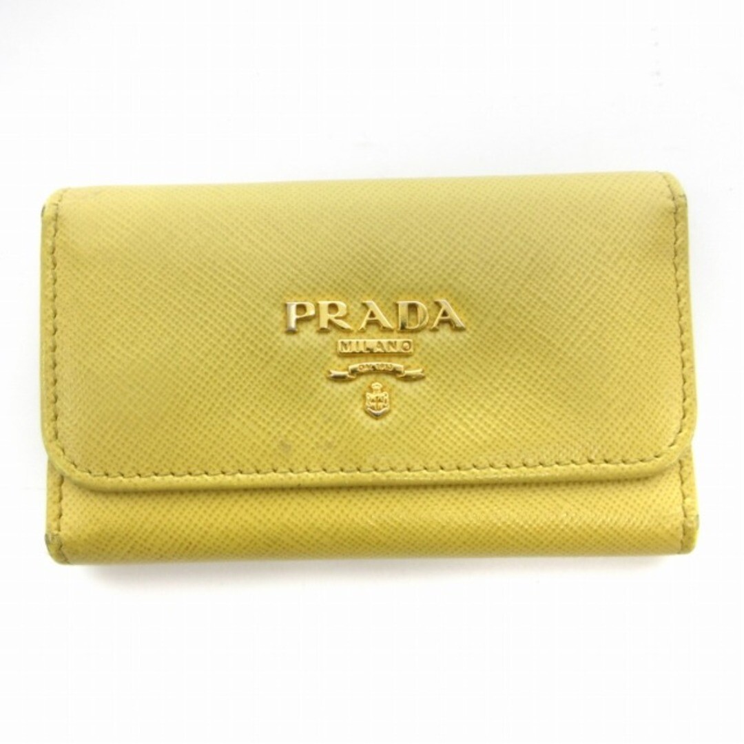 Prada key case Saffiano leather 6 row logo yellow HD … - Gem