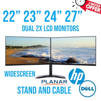 Dual Major Brand 22" 23" 24" LCD Widescreen Monitor Full HD 1080p HDMI ...