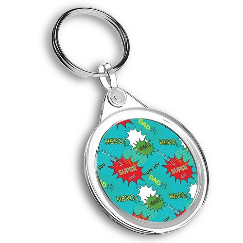 1x Round Keyring Super Dad Hero Pattern Father's Day #170885 | eBay UK