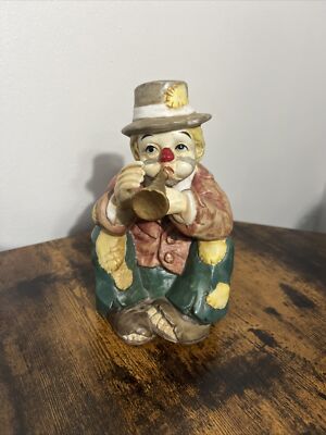 Vintage Hobo Clown Porcelain Ceramic Music Box Figurine 6.5" Tall works ...