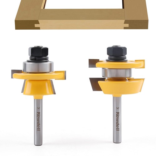 2Pcs Shaker Rail Stile Router Bit Set 14 Inch Shank Tongue Groove ...