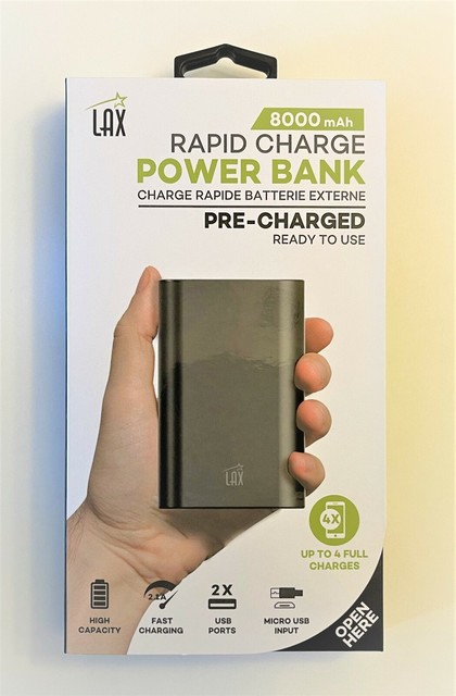 LAX 8000mAh Rapid Charge Power Bank - High Capacity – Compact – 2xUSB ...