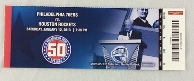 NBA 2013 01/12 Houston Rockets at Philadelphia 76ers Full Ticket | eBay