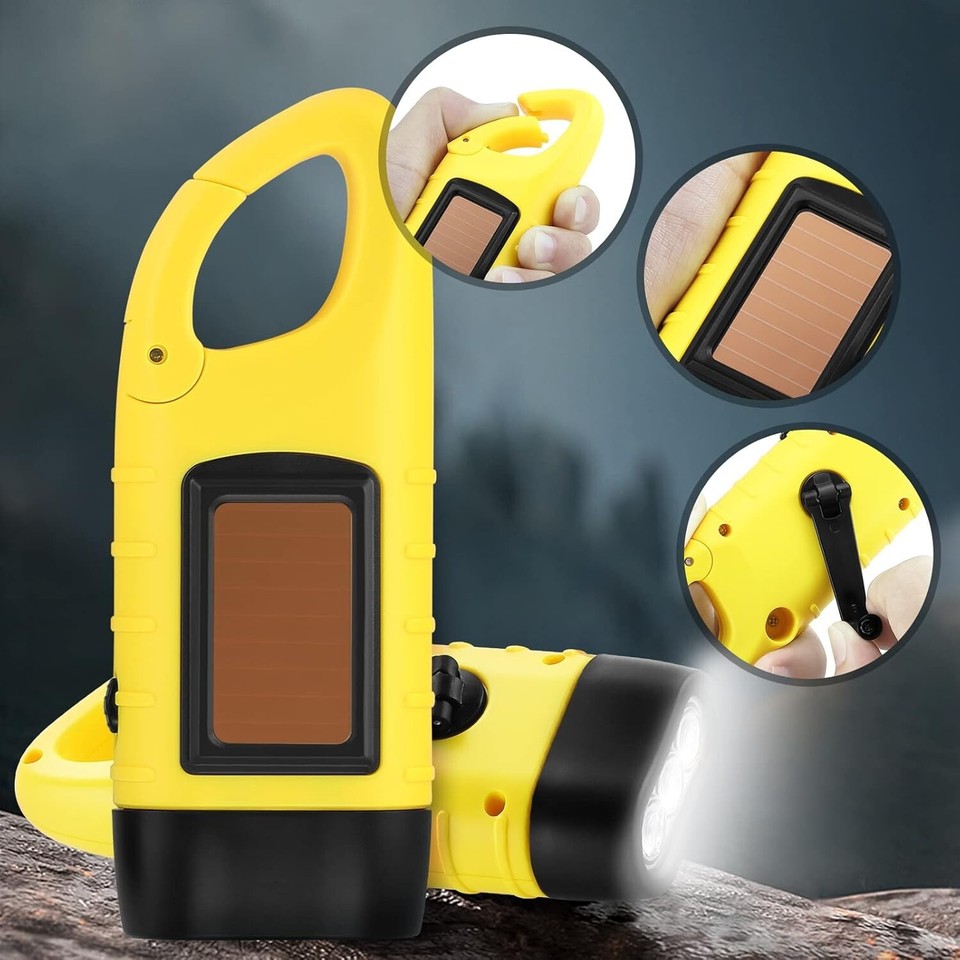 Hand Crank Emergency Solar Panel Survival Flashlight Camping Hiking ...