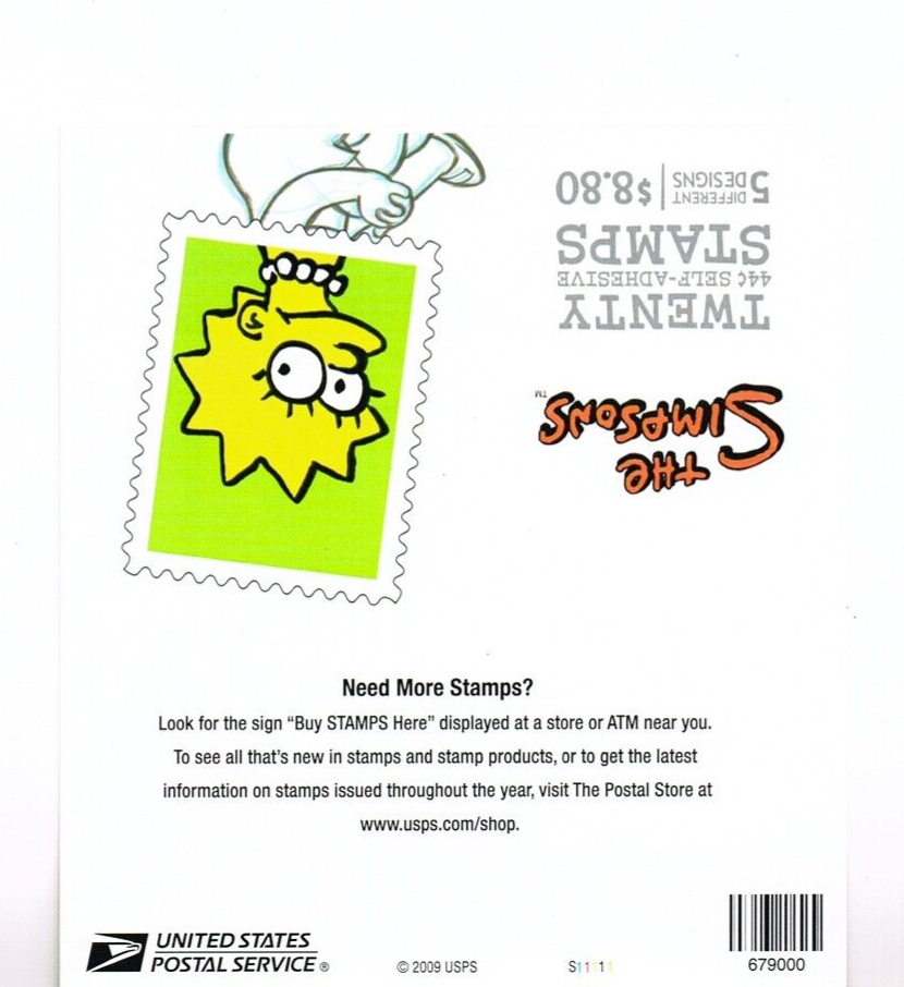 THE SIMPSONS USPS 2009 44¢ STAMPS SHEET MINT MNH HOMER BART LISA | eBay