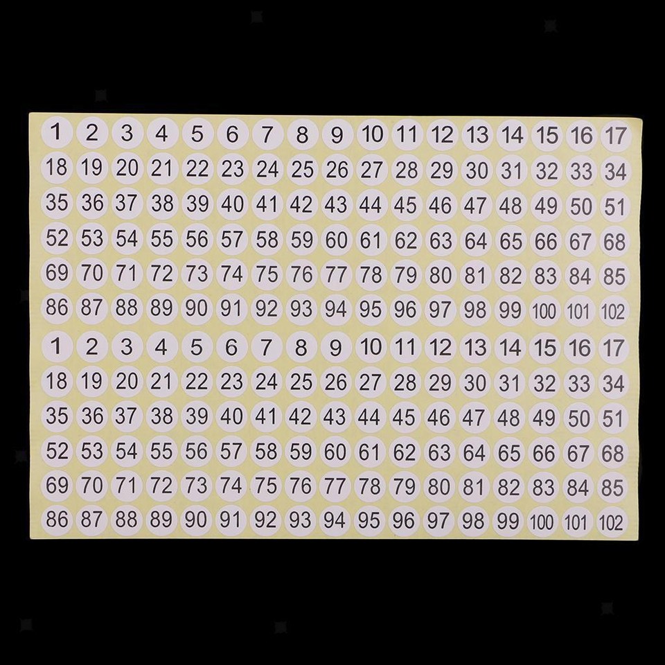 15 Sheets Round Sticky Numbered Labels 1-102 Self Adhesive Numbers ...