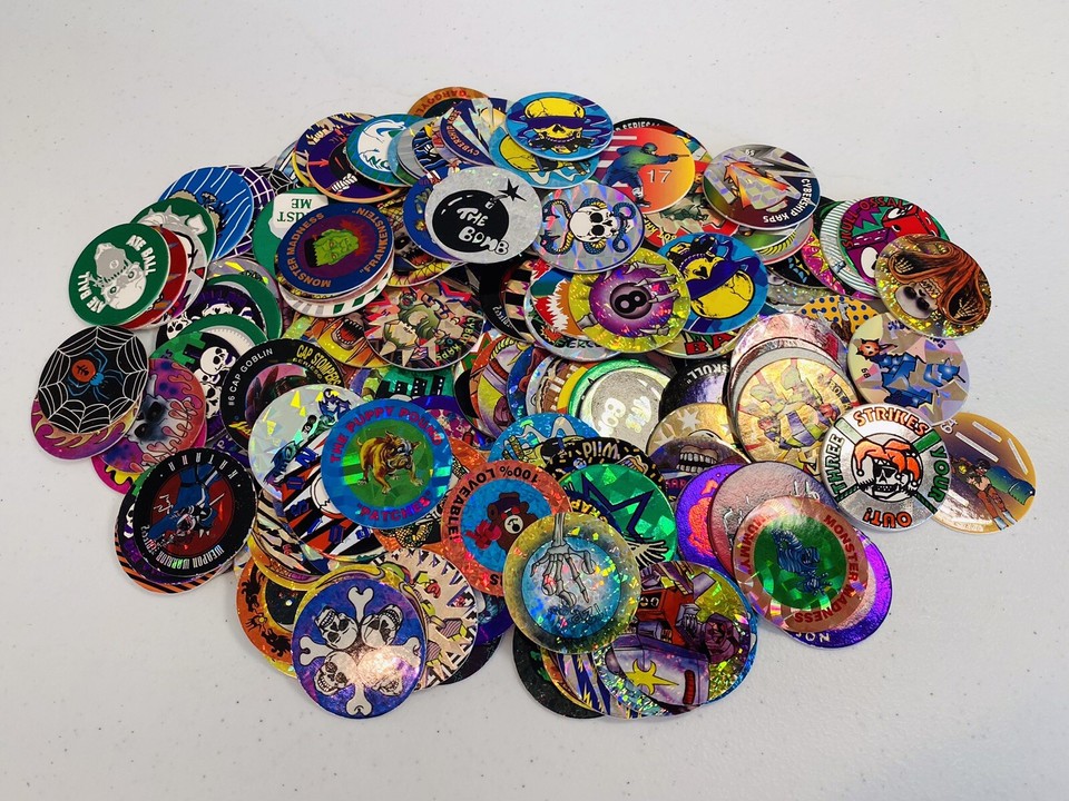 Random LOT OF 10 POGS. All foils and glitter and holos, oh my! Shiny ...