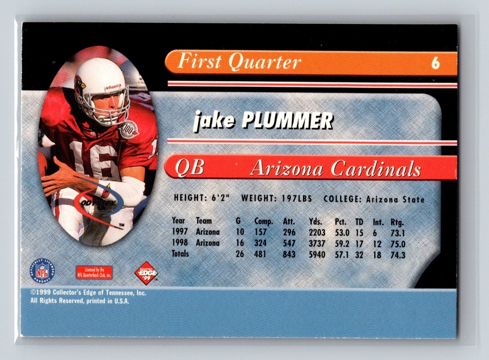 Jake Plummer 1999 Collector's Edge Odyssey Millenium Collection RED #6 ...