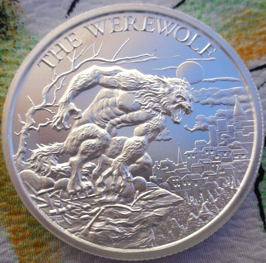 1 oz. THE WEREWOLF Cryptozoology Series BU rounds .999 fine silver ...