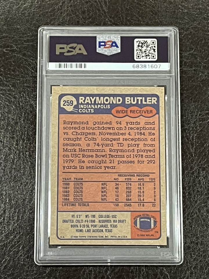 1985 Topps Football Raymond Butler #259 PSA 7 NM Indianapolis Colts | eBay
