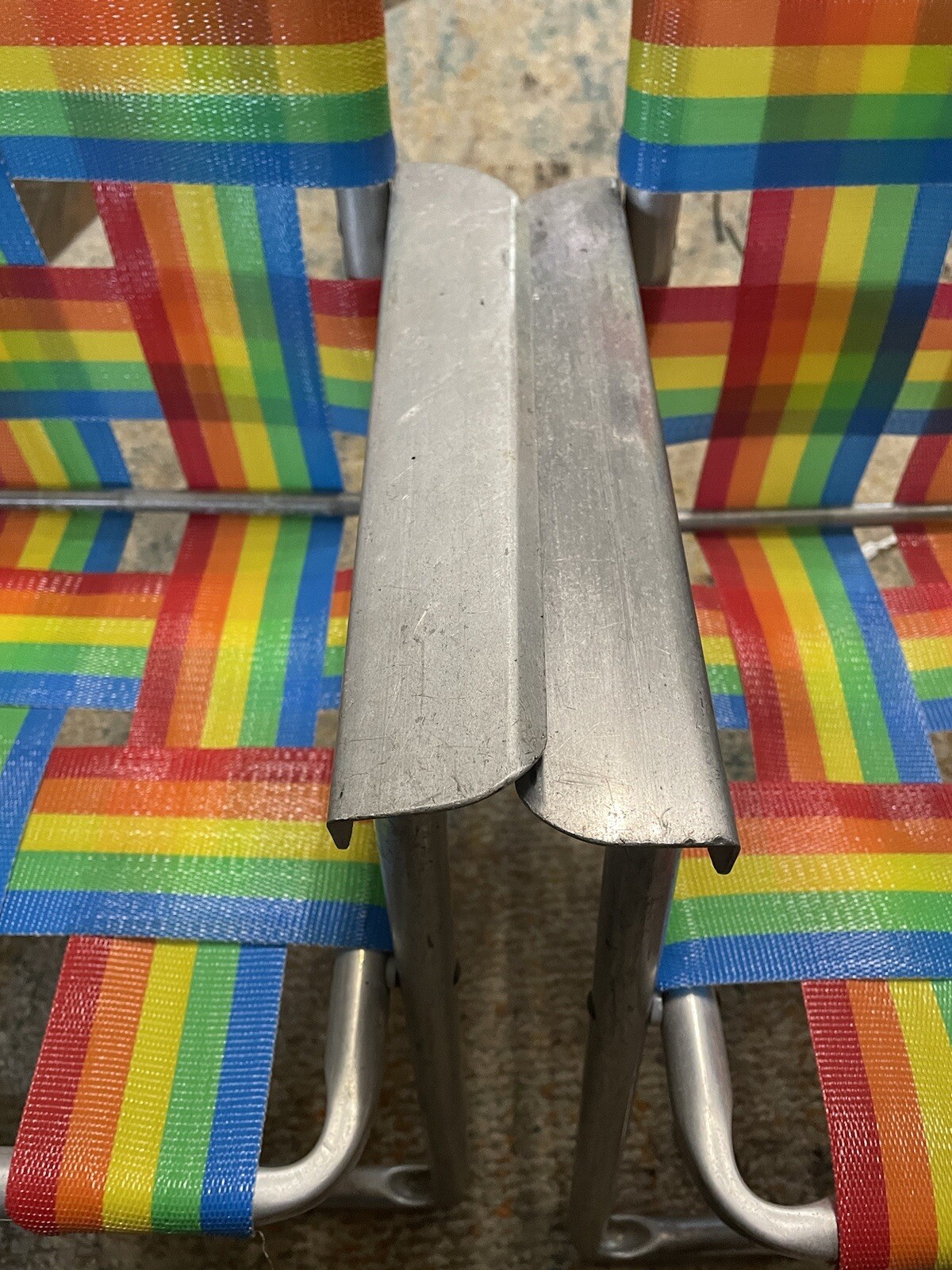 Two 1970's Twin Pride June Rainbow Child's Beach Chairs Aluminum Lawn ...