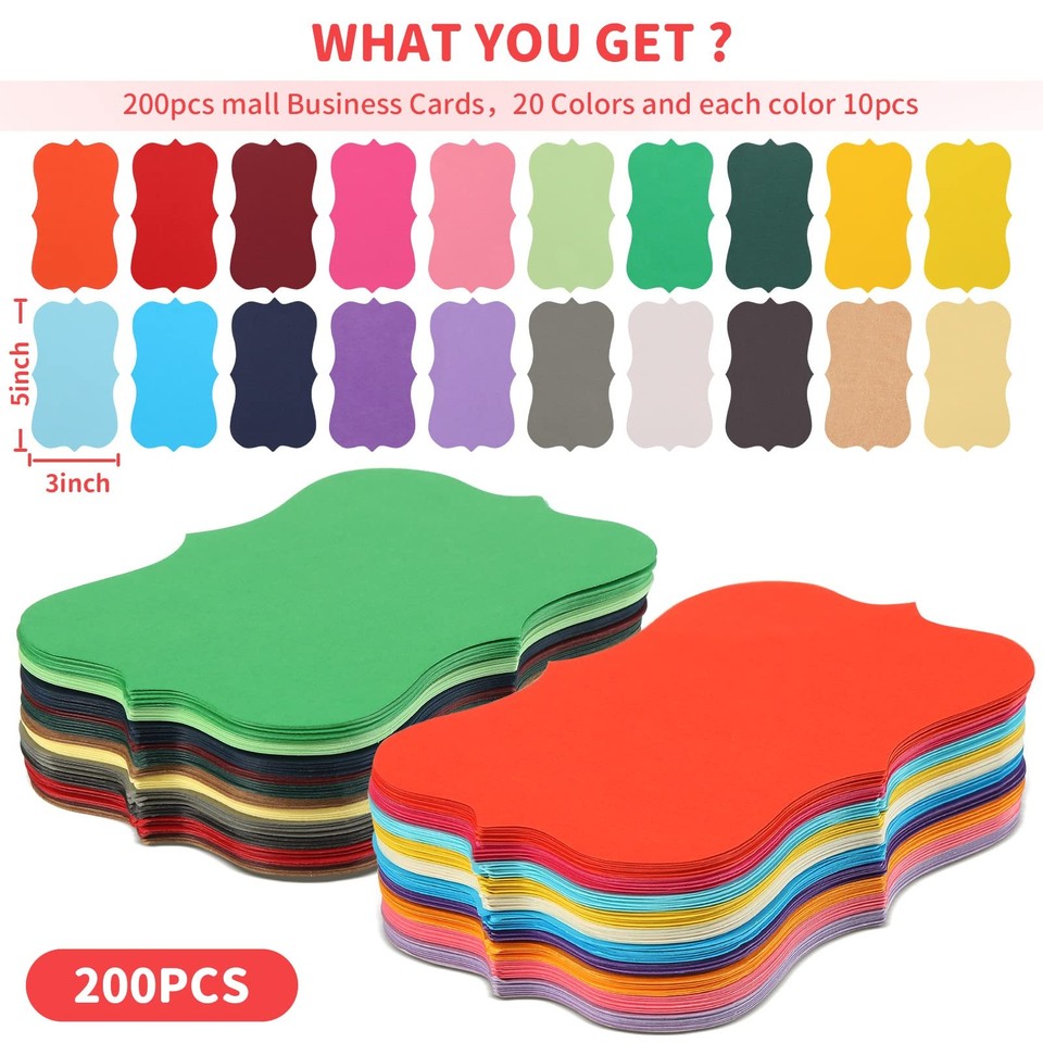 200 Pcs Blank Index Cards Printable Kraft Business Multi Colored Note ...