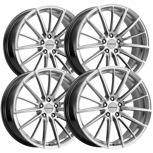 (Set of 4) Vision 473 Axis 18x8 5x120 +38mm Silver Wheels Rims 18" Inch ...