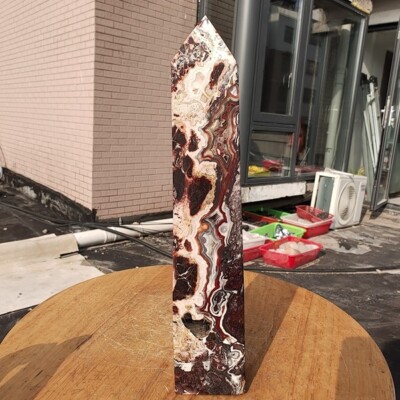 610g Natural Polished Mexico Banded Agate Obelisk Crystal Tower Point ...