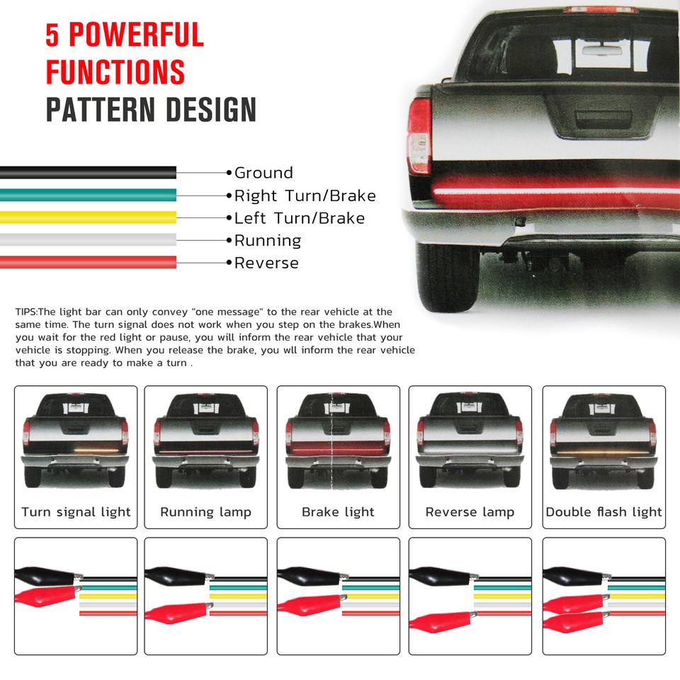 For Chevy Silverado 1500 60" LED Tailgate Strip Light Bar Reverse Turn ...