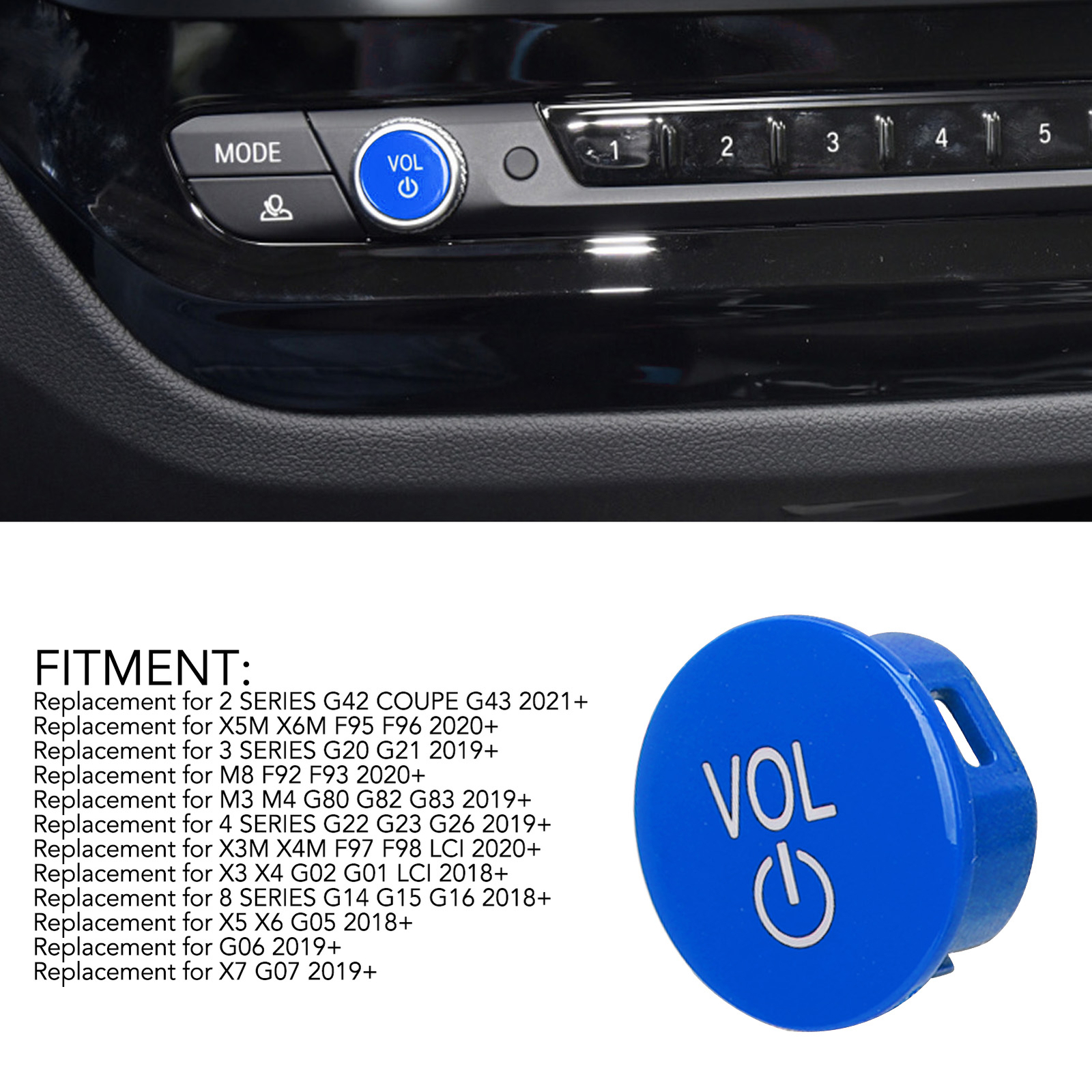 (Blue)Car Volume Control Knob Lightweight Plastic ABS Volume Switch For ...