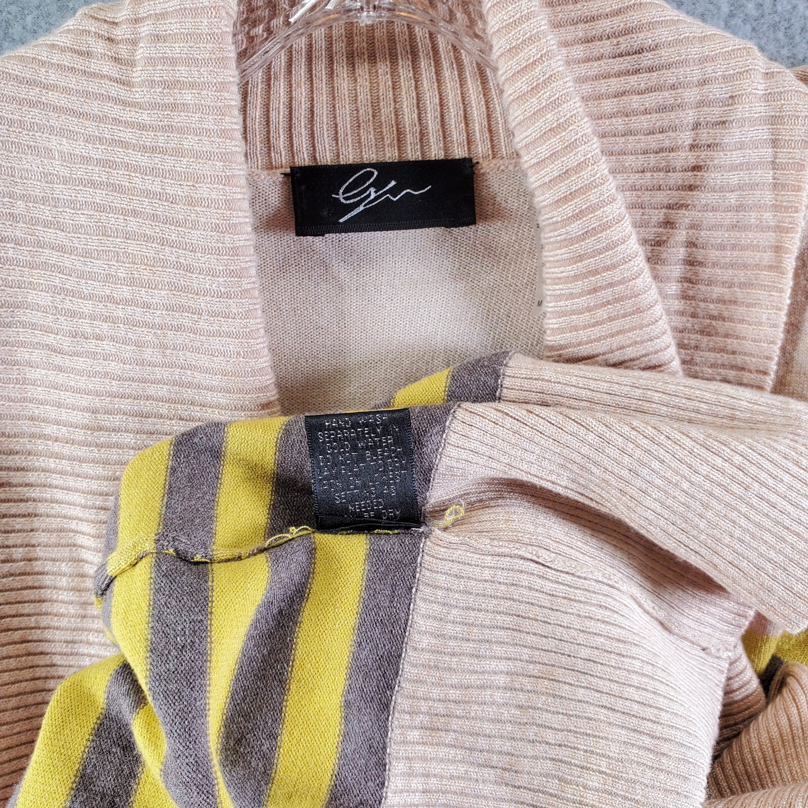 Eyn Womens Long Sleeve Tan Mustard Taupe Striped Open Cardigan Sweater ...