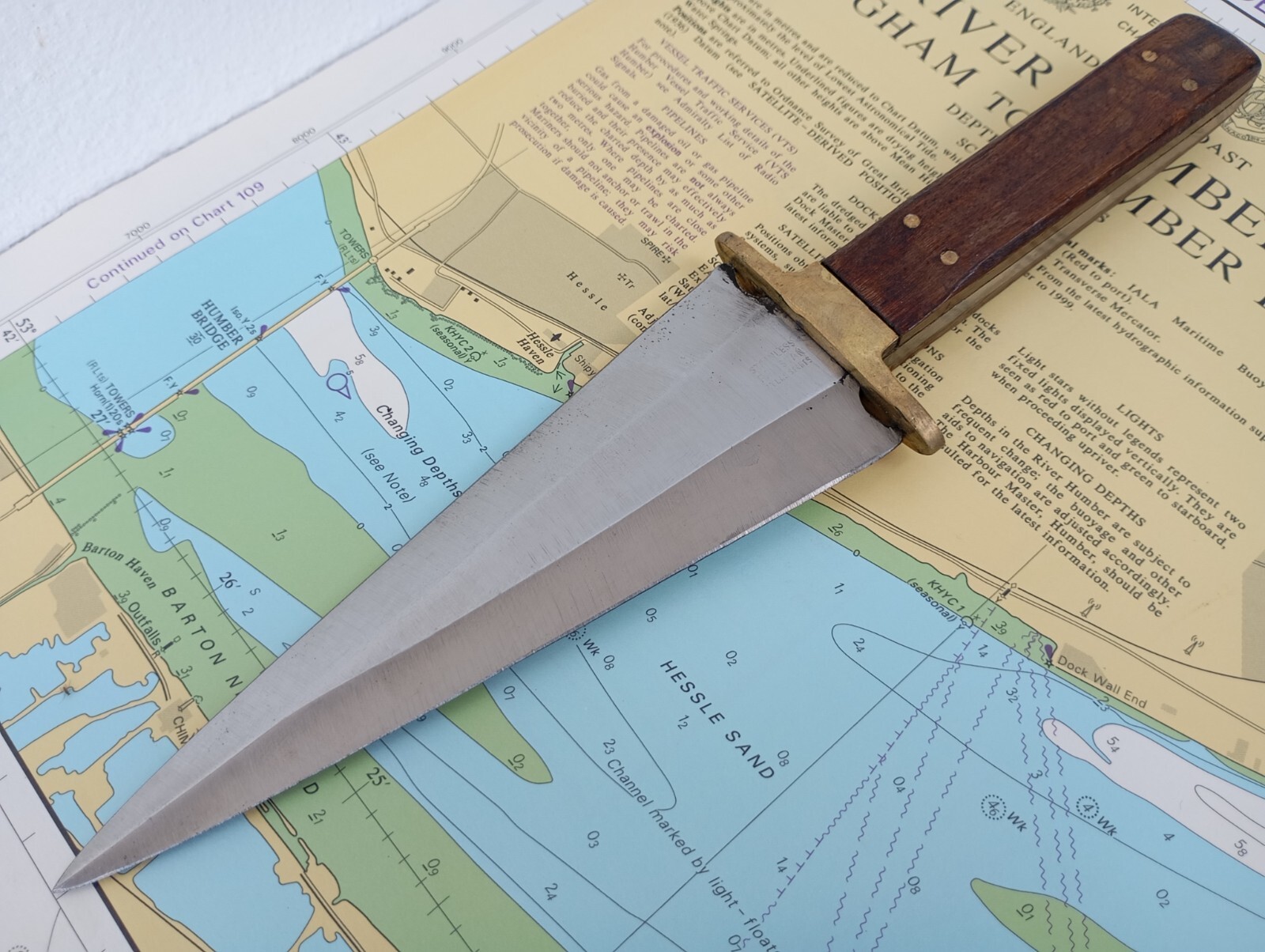 STAINLESS SPIKE DAGGER PAKISTAN ATLAS SPORTS KNIFE WOOD & BRASS HANDLE ...