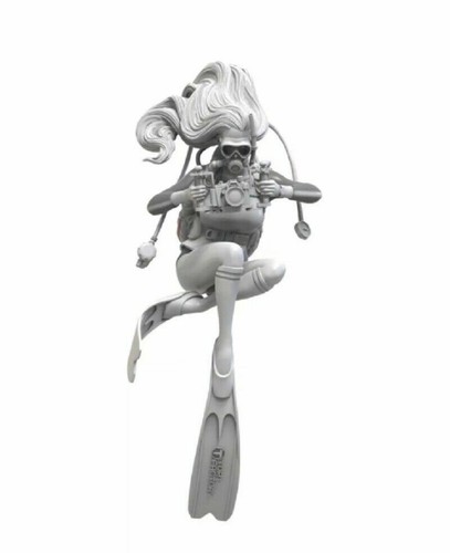 1/24 Resin Figure Model Kit Modern Sexy Modern Girl Diver Photographer ...