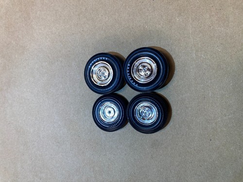 GOODYear Blue Stripe Slicks Chrome Reverse Steelies Hot Rod 1/25 AMT ...