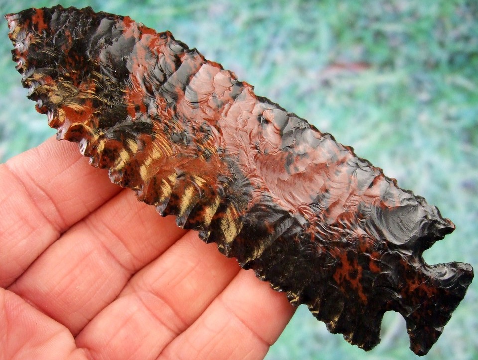 Super Fine 5 1/8 Nevada Mahogany Obsidian Elko Corner Notch Point COA ...