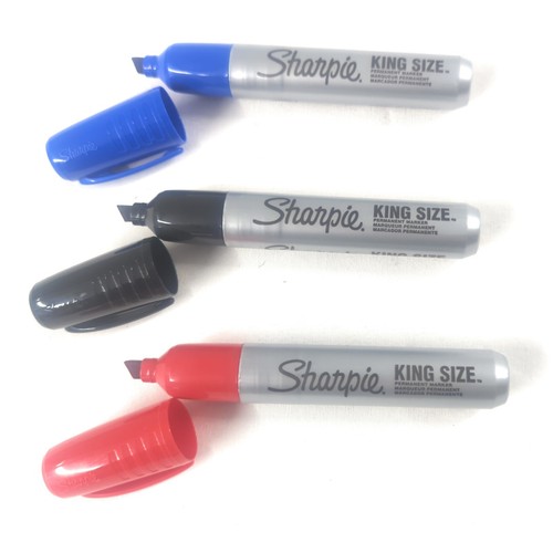 SHARPIE MARKERS 12ct Lot KING SIZE BARREL Permanent Chisel Tip RED BLUE ...