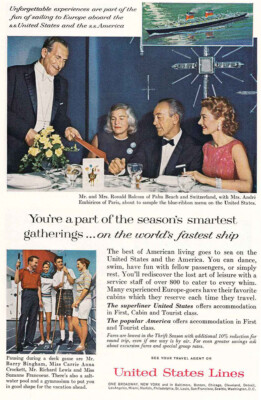1963 United States Lines: World's Fastest Ship, Diners Vintage Print Ad ...