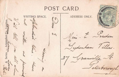 FAMILY HISTORY - POSTCARD - Miss PRUDEN - PETERBOROUGH GRANVILLE ST ...
