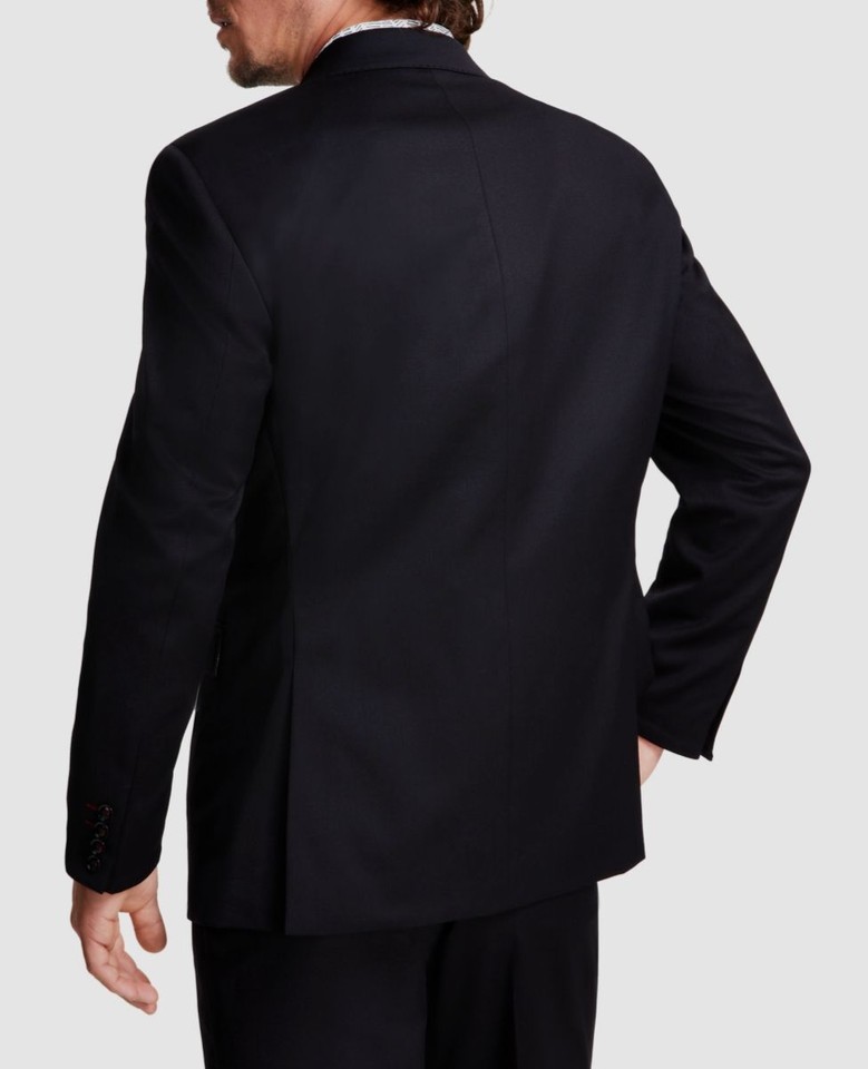 Tayion Collection Men's Black Lined Classic-Fit Solid Suit Jacket Size ...