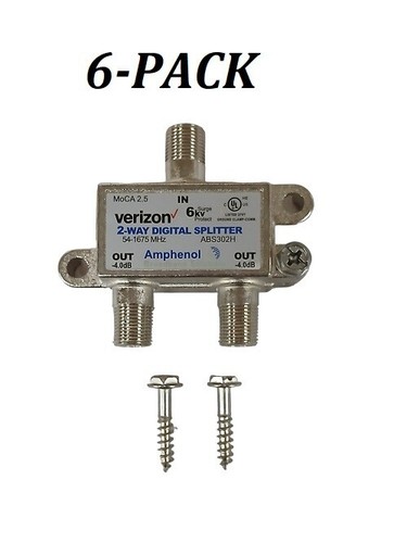 (6-PACK) Verizon ABS302H Amphenol 2-Way Digital Splitter MoCA 2.5 54 ...