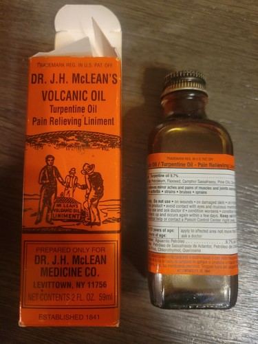 Dr. J.H. McLeans VOLCANIC LINIMENT OIL -- Old Antique Medicine Bottle ...