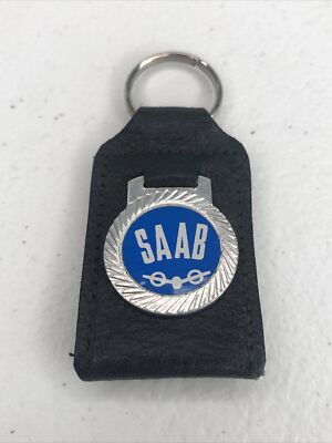Used SAAB Vintage Black Leather Keychain Fob With Coin Pocket | eBay
