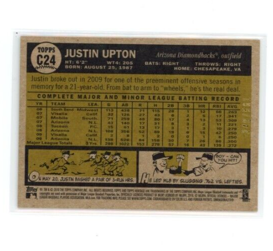 JUSTIN UPTON 2010 Topps Heritage Chrome Refractor /561 Diamondbacks # ...