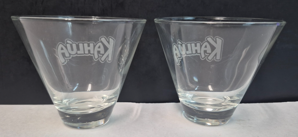 Kahlua Logo Stemless Martini Glasses Clear with White Logo Set | eBay