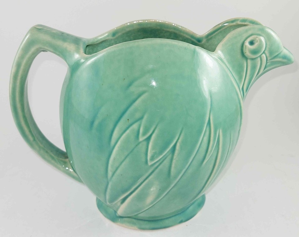 1940s McCOY POTTERY CELADON GREEN CERAMIC BIRD CHICKEN PITCHER - EUC ...