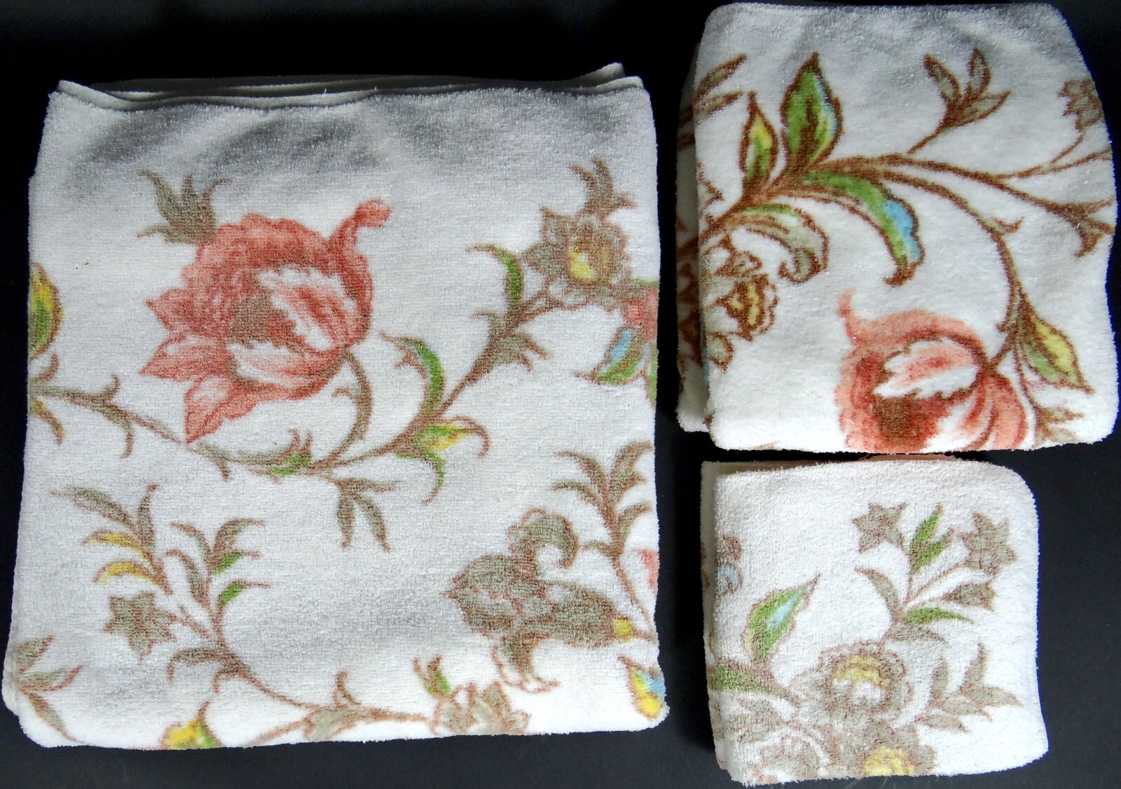 Vtg Springmaid Towel Sets Lot 2 Bath 2 Hand 2 Washcloth Peach Brown ...
