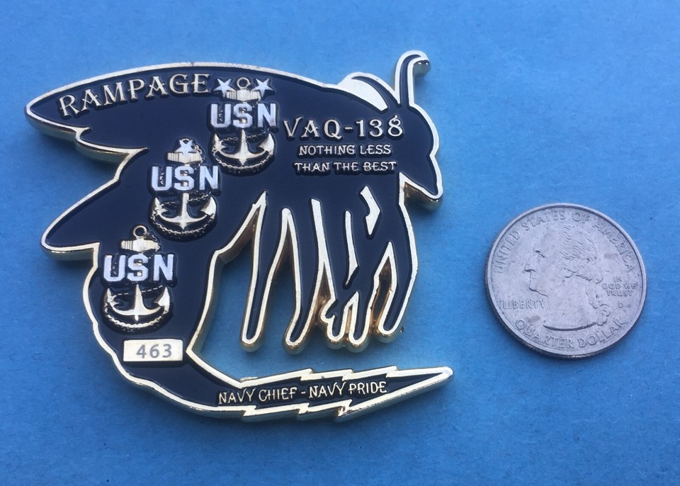 US NAVY CHALLENGE COIN ELECTRONIC ATTACK SQUADRON 138 (VAQ-138) CPO ...