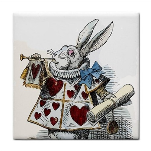 Alice In Wonderland Ceramic Tile White Rabbit Herald | eBay