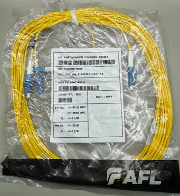 AFL 20FT Fiber Optic Cable CS005019-0020FT ULC, 002, X, 0020FT, G.657 ...