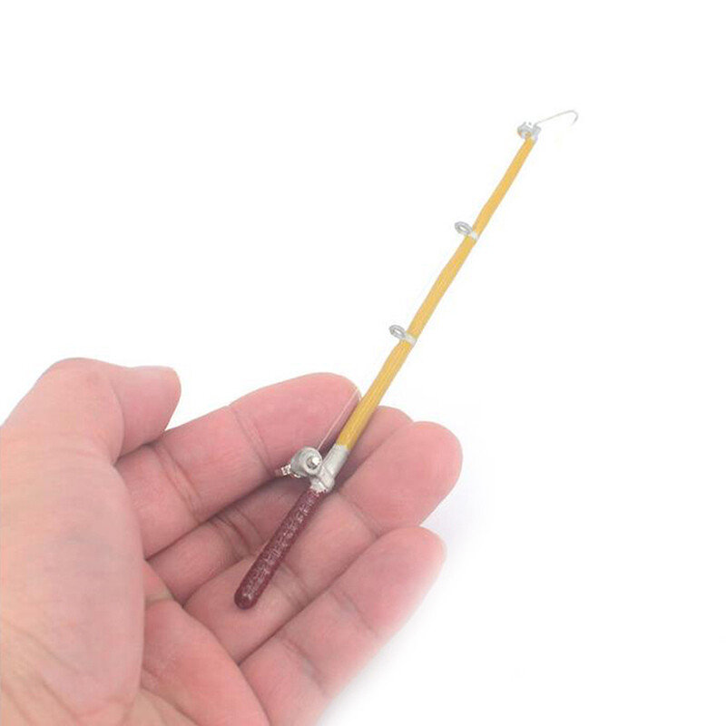 2Pcs/set 1:12 Dollhouse Miniature Metal Fishing Rod Model + Water ...