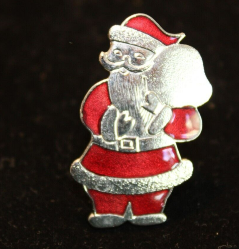 Vintage Enameled Santa Pin-Silver and Red | eBay