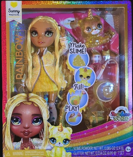 Rainbow High SUNNY MADISON Shimmer Doll w/Pet and Glitter Slime Kit ...