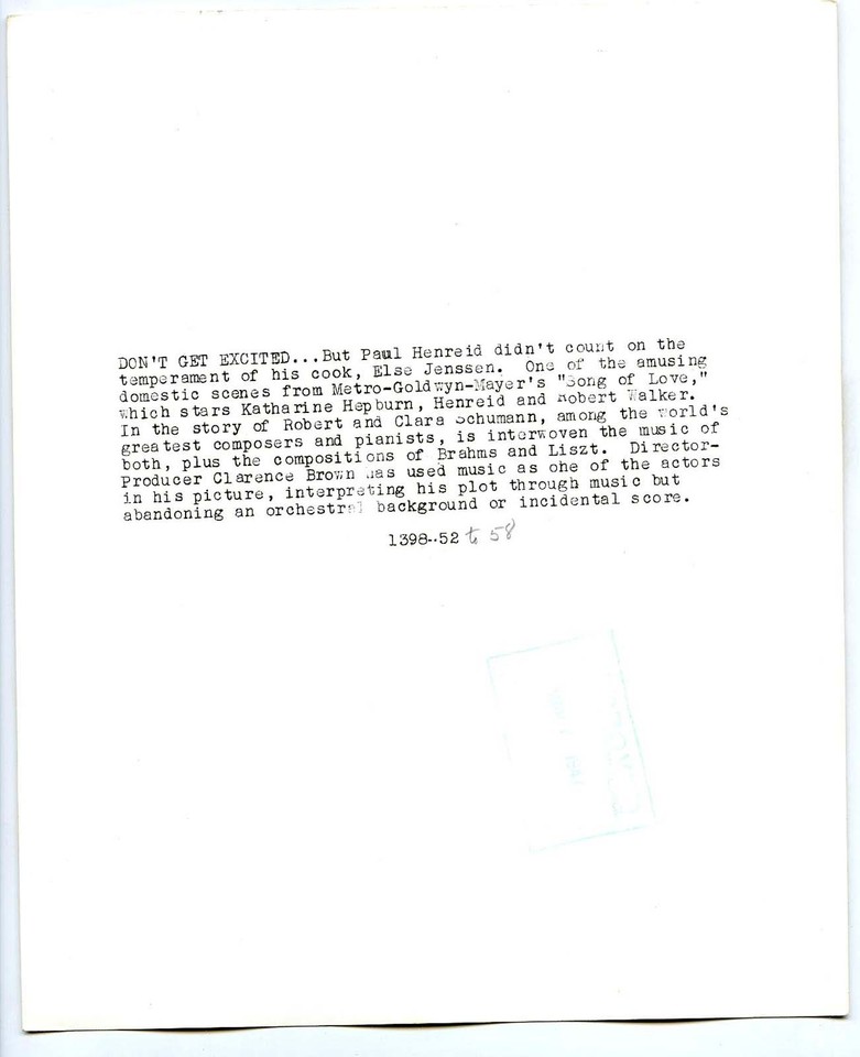 o9658 1947 orig photo Paul Henreid, Elsa Janssen film Song of Love orp-09658 | eBay