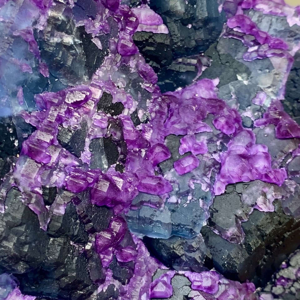 3.28LB Natural transparent purple Blue fluorite mineral crystal sample ...