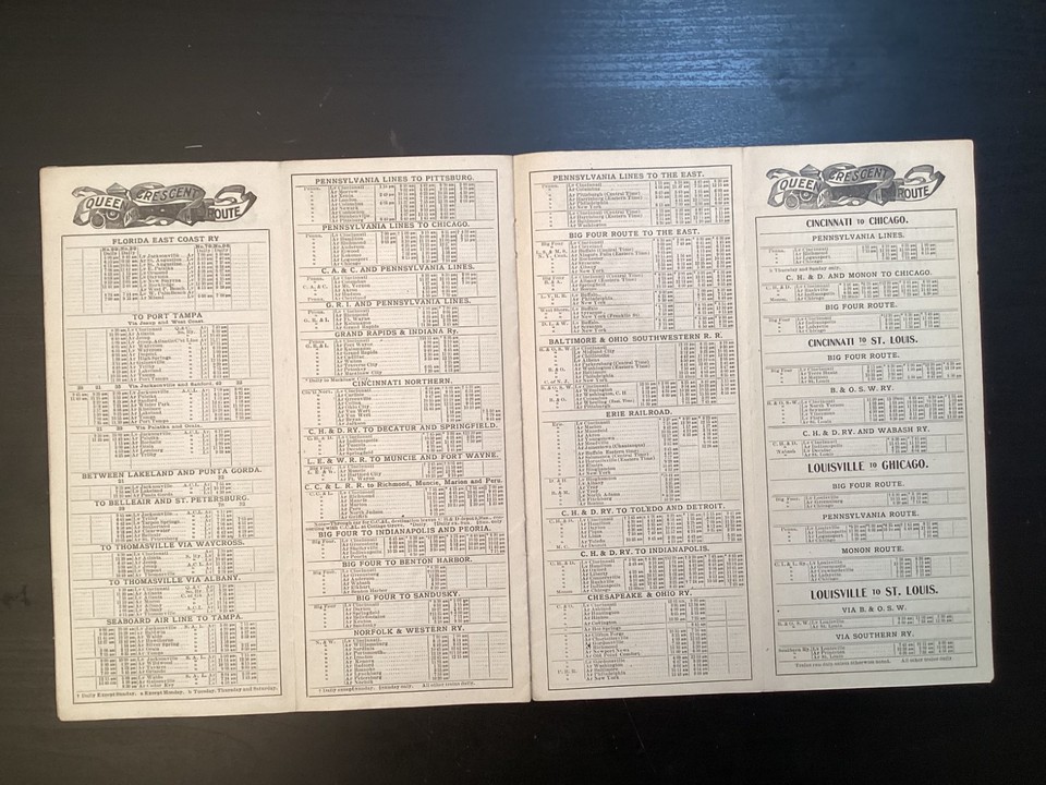 1904 Queen & Crescent Route Southern Railway Timetable World's Fair | eBay