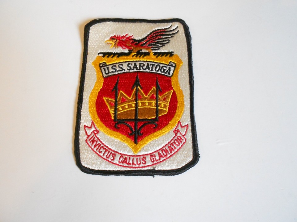 4" NAVY USS SARATOGA CV-3 CV-60 INVICTUS GALLUS GLADIATOR EMBROIDERED ...