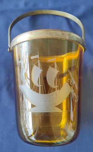 Amber Slovakian Ice Bucket With Viking Ship Engraving | eBay
