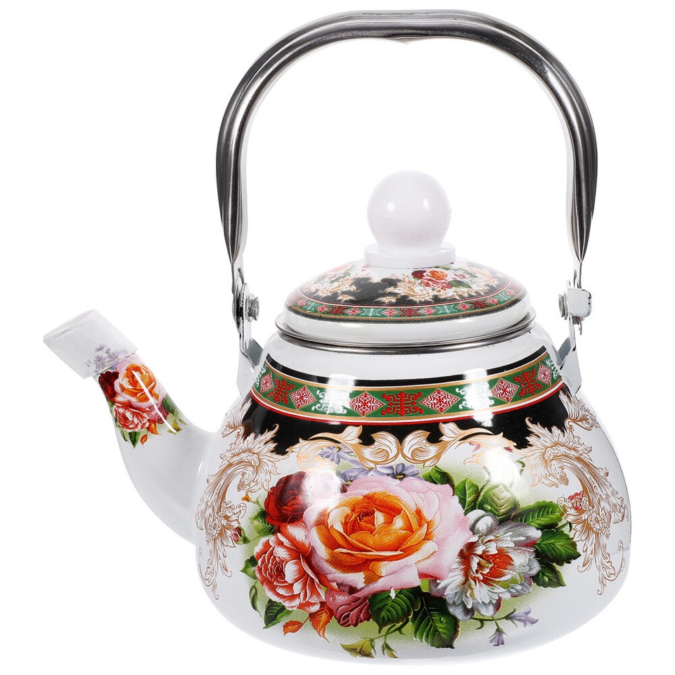Enamel Kettle Floral Pattern Tea Kettle Stovetop Decorative Teapot Tea ...