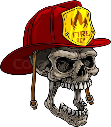 FIRE DEPT. SKULL WITH HELMET BUMPER STICKER LAPTOP STICKER WINDOW ...