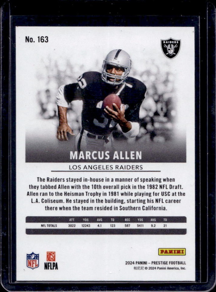 2024 Panini Prestige Marcus Allen Red Premium Xtra Points #245/399 #163 ...
